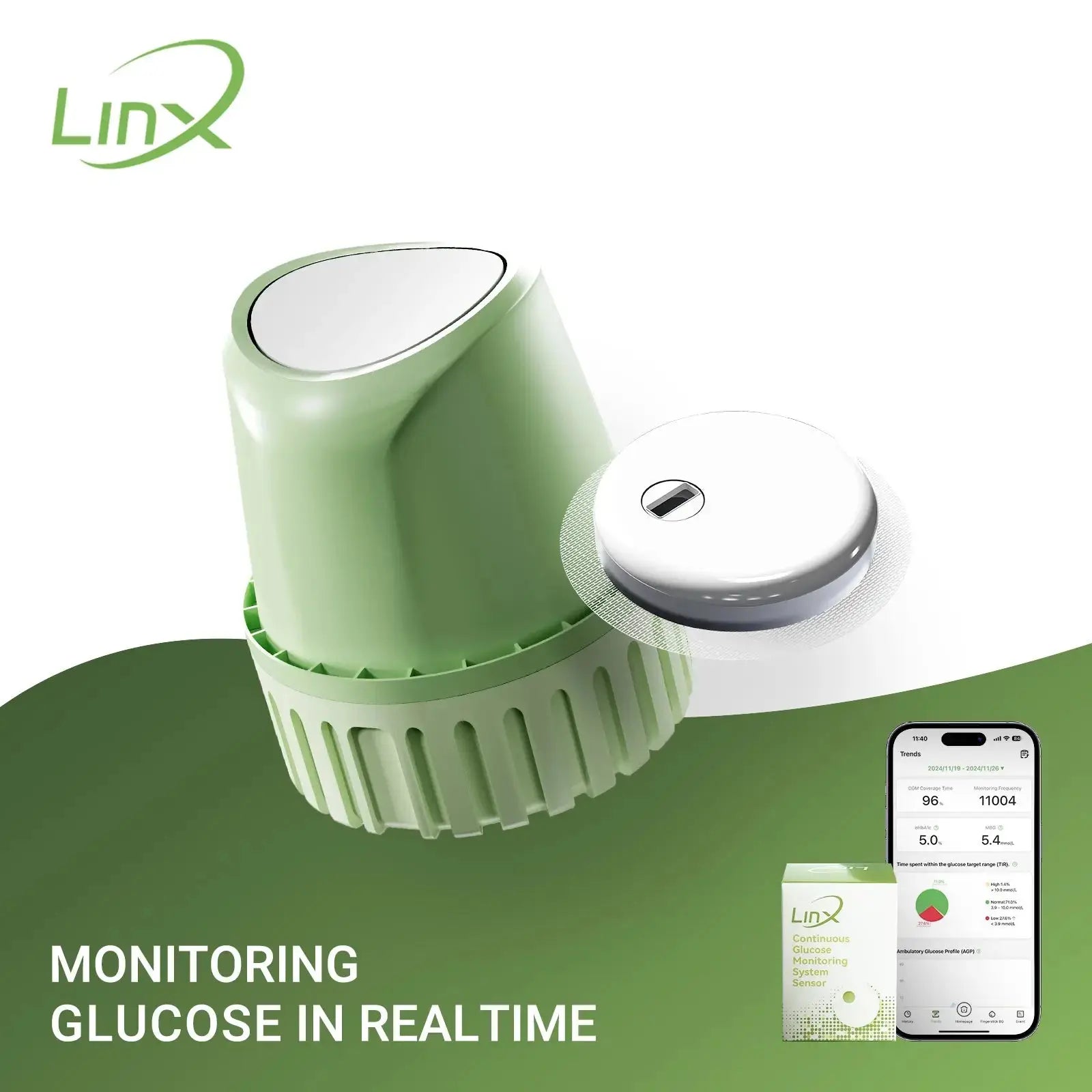 SusWel™ LinX CGM – Discreet 15‑Day Continuous Glucose Monitor
